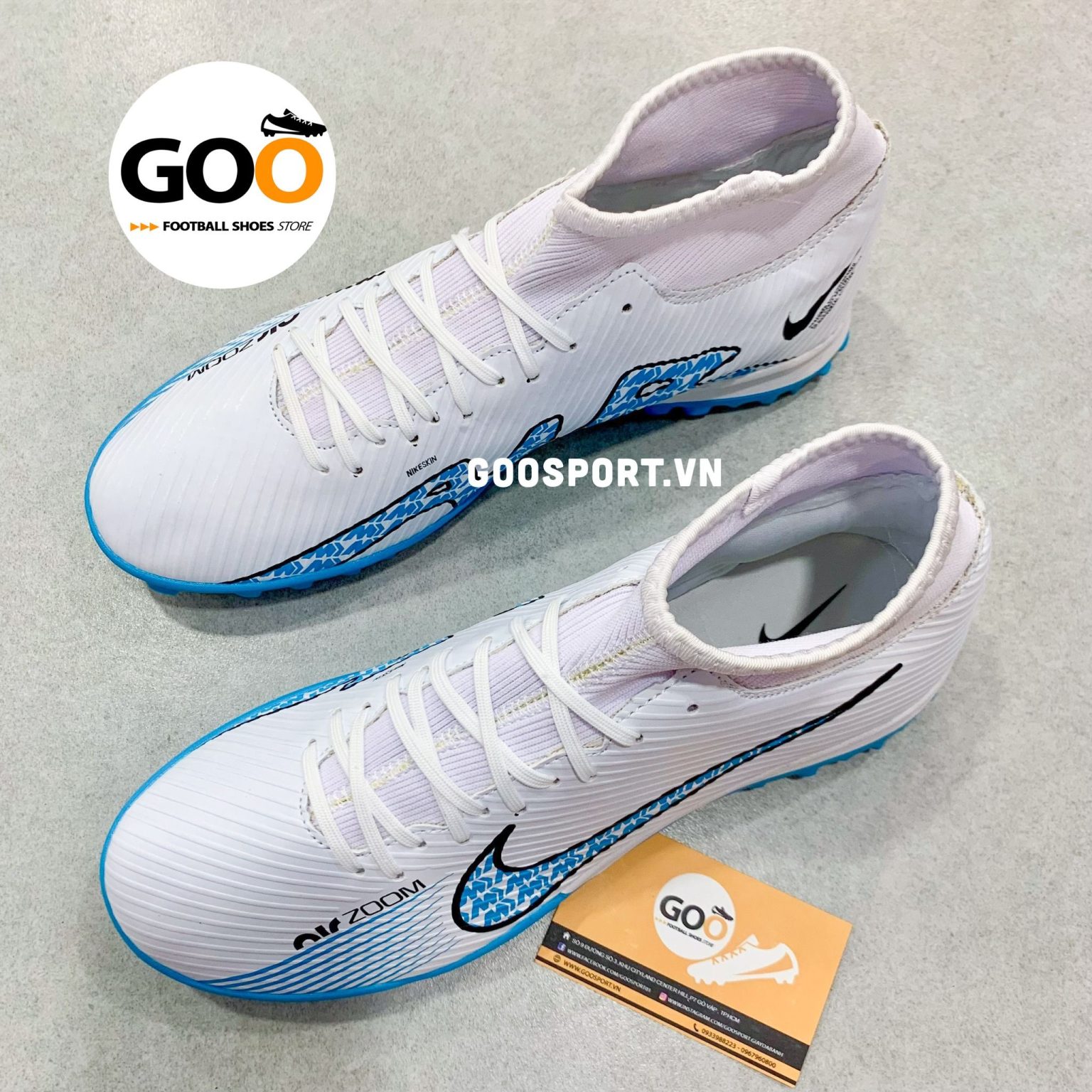 GIÀY ĐÁ BÓNG MBAPPE NIKE AIR ZOOM MERCURIAL SUPERFLY 9 TF TRẮNG XANH ...