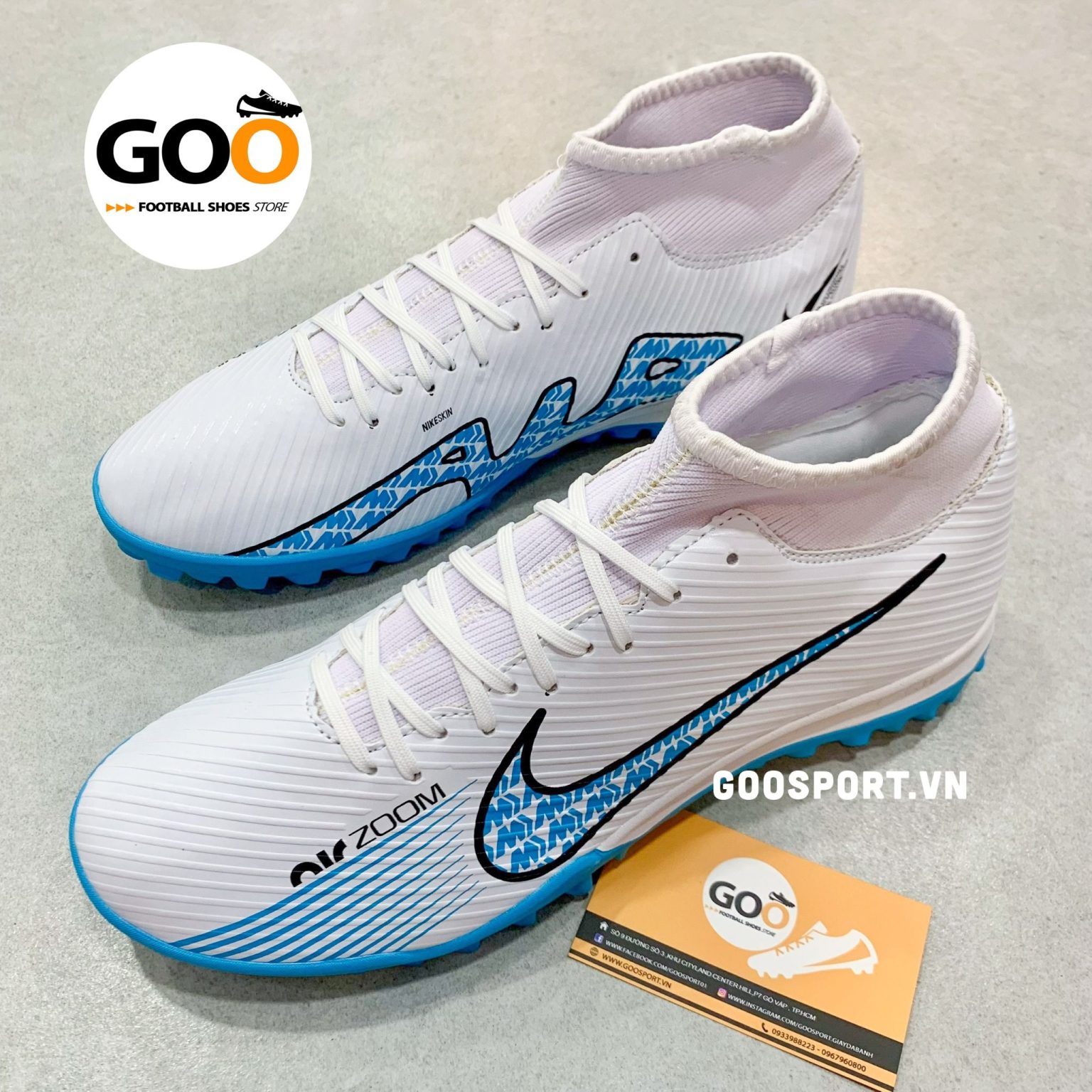 GIÀY ĐÁ BÓNG MBAPPE NIKE AIR ZOOM MERCURIAL SUPERFLY 9 TF TRẮNG XANH ...