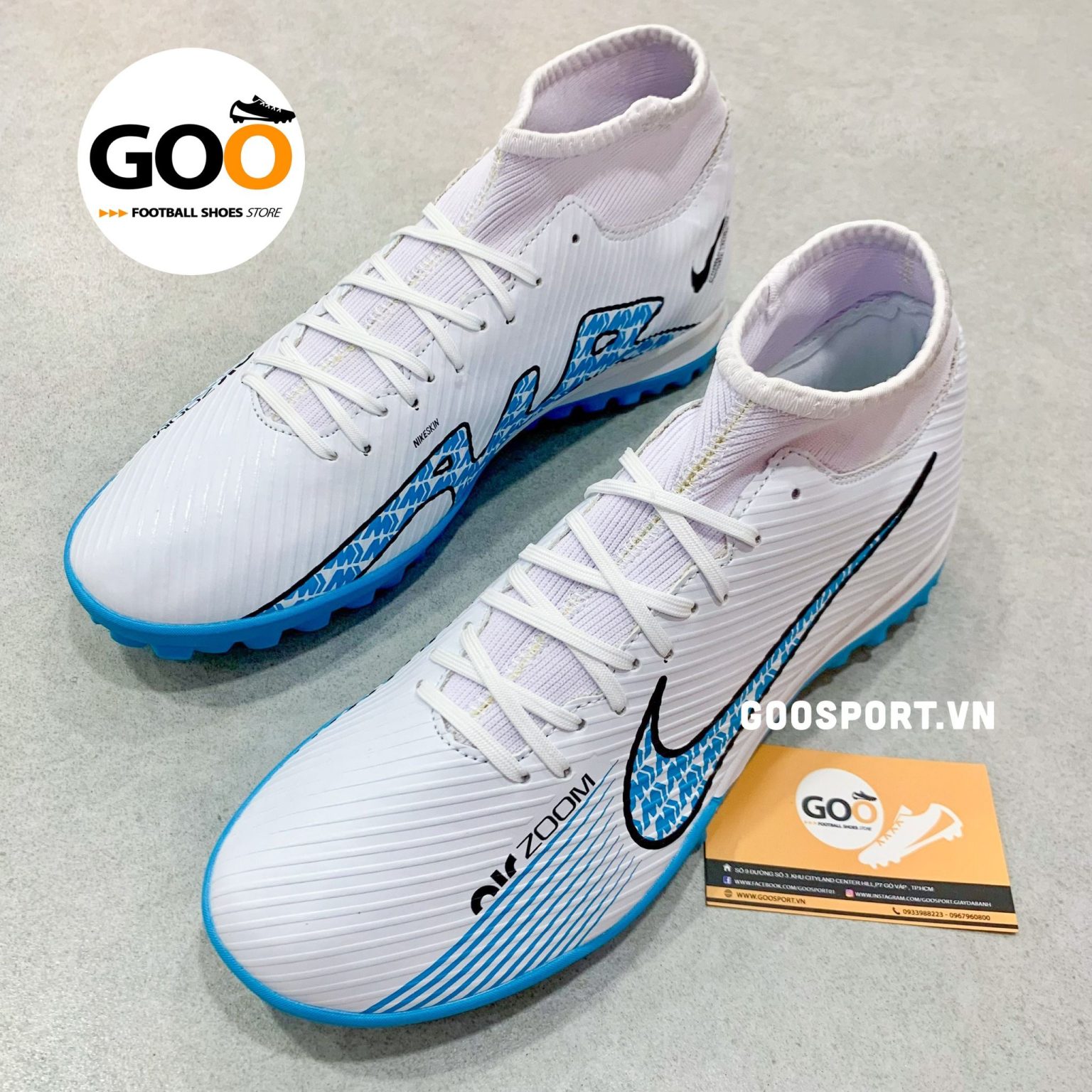 GIÀY ĐÁ BÓNG MBAPPE NIKE AIR ZOOM MERCURIAL SUPERFLY 9 TF TRẮNG XANH ...